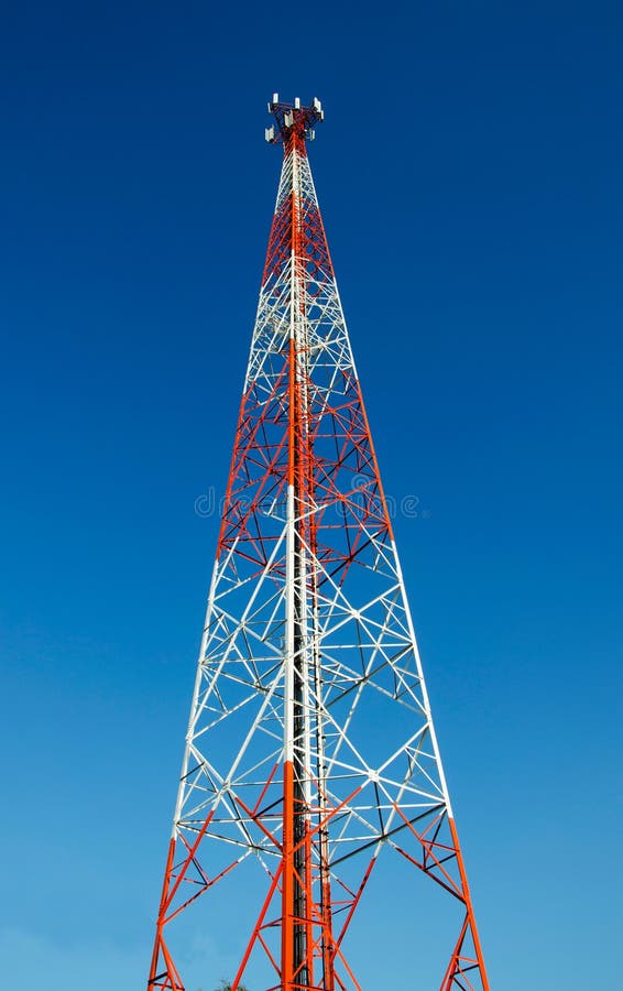 Closed Up Mobile Telecommunication Post with Blue Sky Stock Image ...