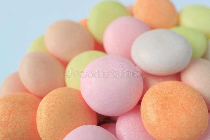 Closed Up Pile Pastel Colored Round Shaped Candy Background Stock ...