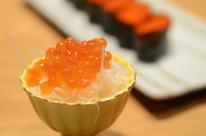 Closed up of salmon roe stock photo. Image of food, japanese - 138104438