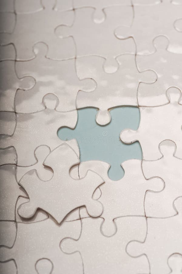 Closed Up Shot of Blank White Puzzle Pieces Stock Photo - Image of ...