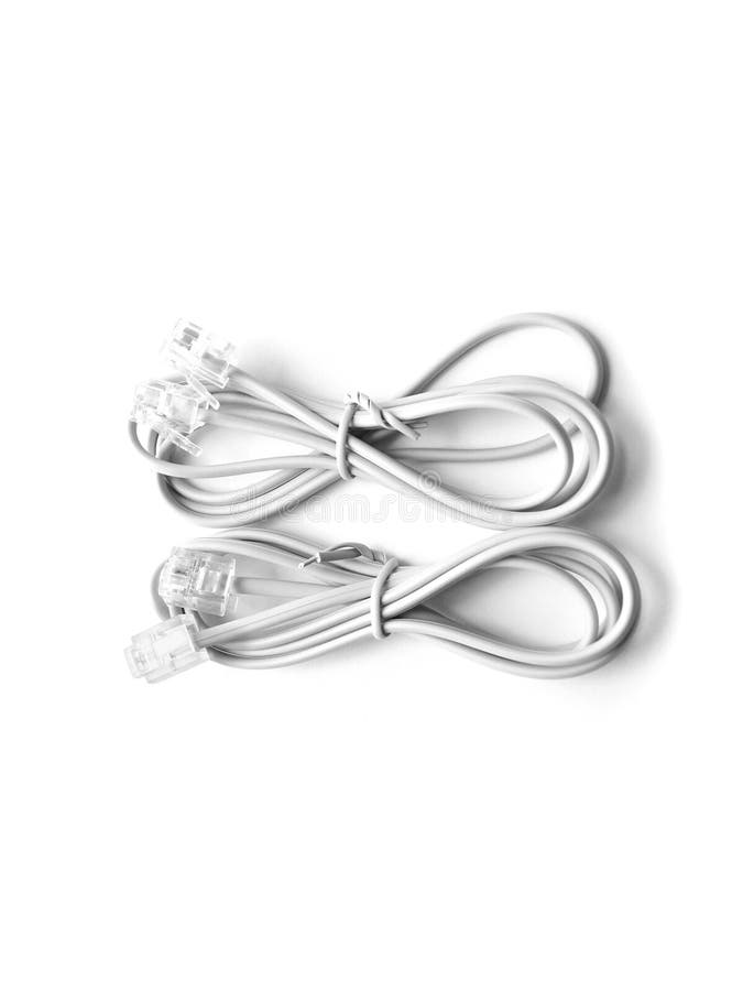 Closed Up Telephone Cable RJ-11 White Background Stock Image - Image of ...