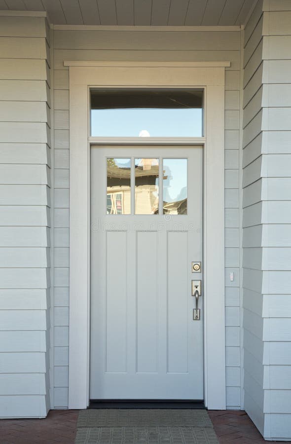 Closed white front door stock photo. Image of window - 34794554