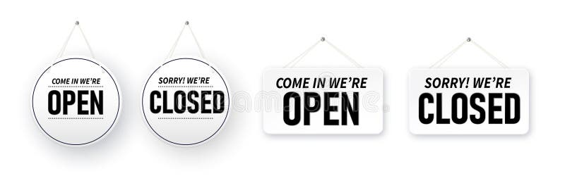 Closed White Signboards Hanged . Rectangular Shape Clipboard for Retail ...