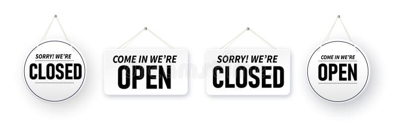 Closed White Signboards Hanged . Rectangular Shape Clipboard for Retail ...