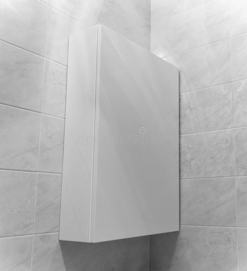 Closed White Wall Cabinet on the Bathroom Wall. Stock Image - Image of ...