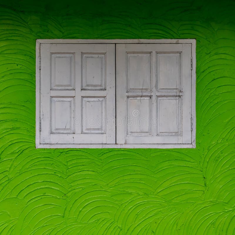 Windows on Green Concrete Wall Stock Photo - Image of kingdom, home ...