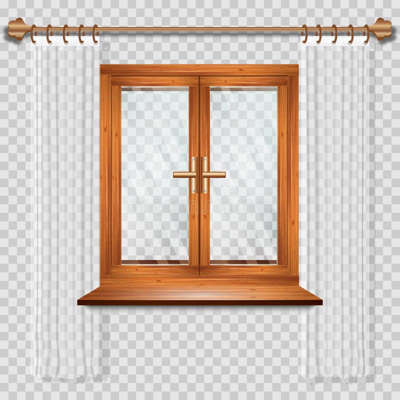 Closed Window with Transparent Glass in a White Frame. Isolated on a ...