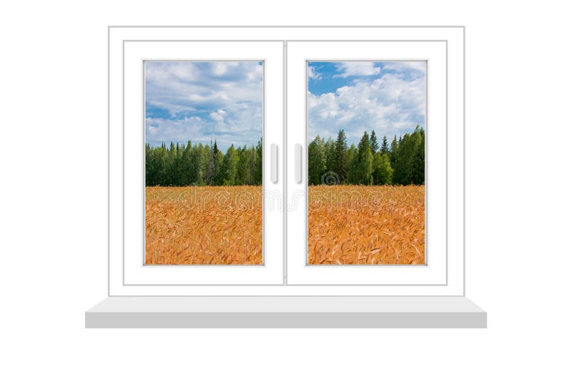Closed Window with a Kind on the Field of Wheat Stock Illustration ...