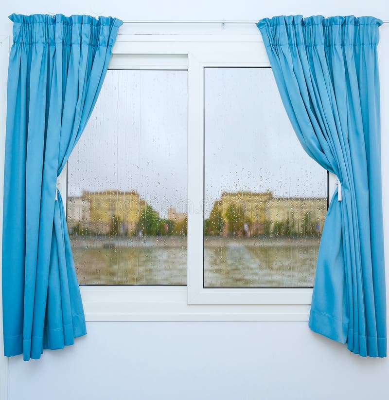 Closed Window Rainy Autumn Weather Stock Image - Image of house, liquid ...