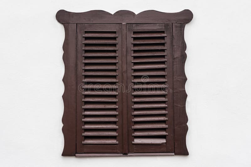 Closed Window Shutters On White Wall Stock Photo - Image of wall, rough ...