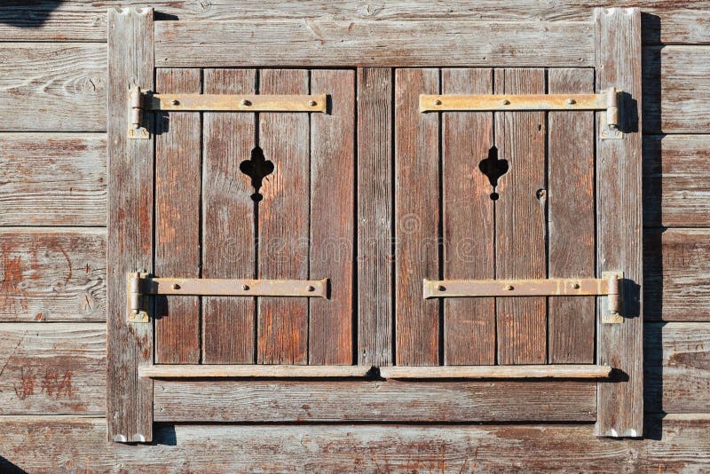 Closed wooden shutters stock photo. Image of switzerland - 195184408