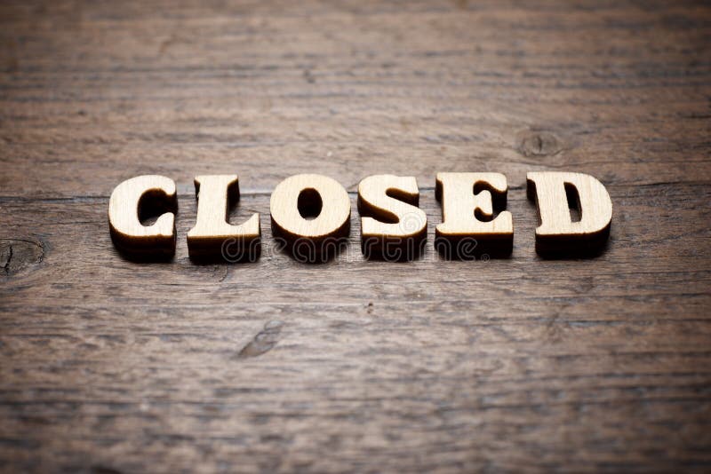 Closed word view stock image. Image of fashioned, message - 177792917