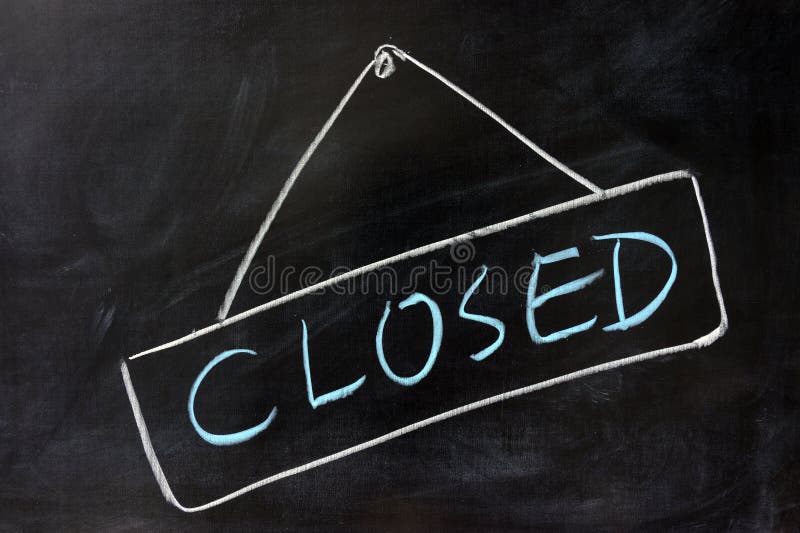 Closed Word Written on Chalkboard Stock Photo - Image of handwriting ...