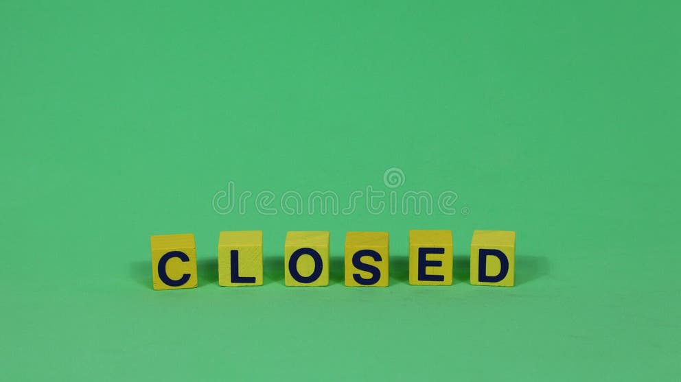 CLOSED Writing on Green Background To Write Text Stock Image - Image of ...