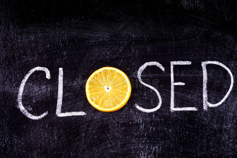 Closed Word Written On Chalkboard Stock Photo - Image of handwriting ...