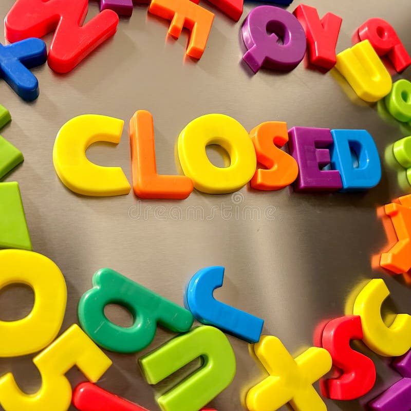 Closed Written in Magnetic Letters Stock Image - Image of letter ...