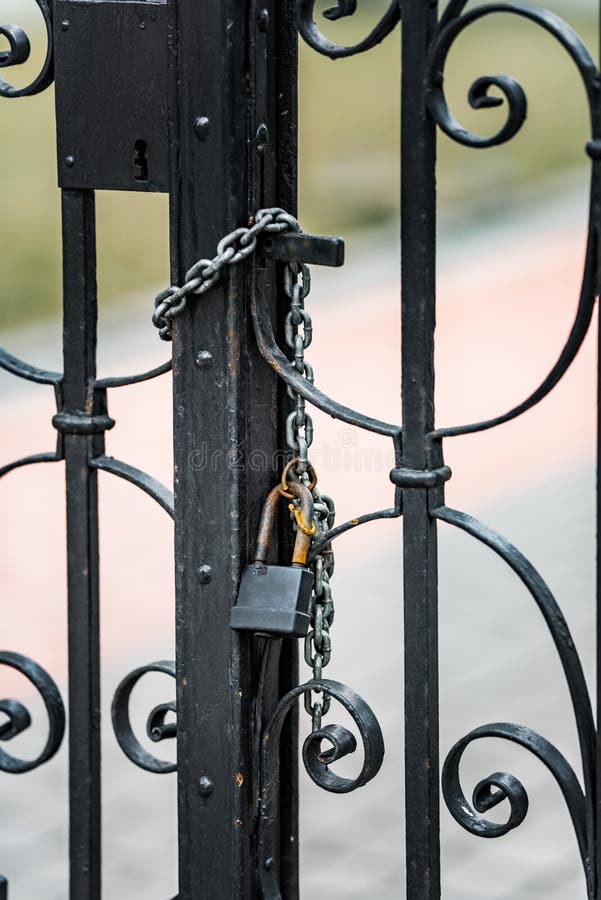Gate To the Lock with a Chain Stock Photo - Image of lock, safe: 141225250