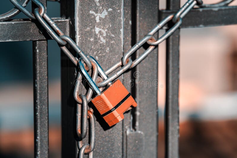 Gate To the Lock with a Chain Stock Photo - Image of entrance, closeup ...