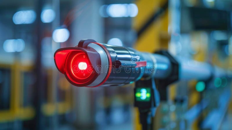 A Closer Look at the Barcode Scanner with a Red Light Indicating it is ...
