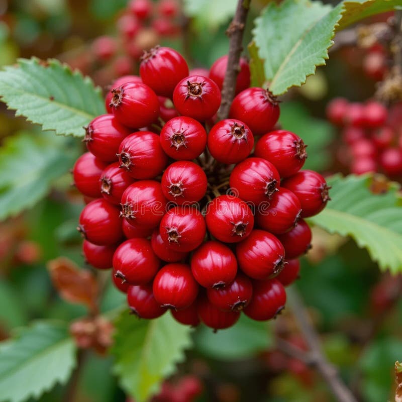 A Bright Red Cranberry Cluster Stock Illustration - Illustration of ...