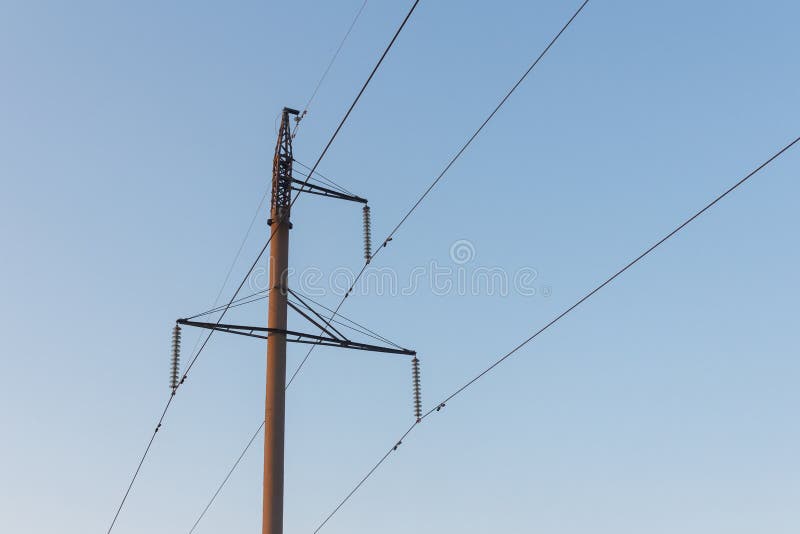 Closer Look of the Electric Post with the Big Wires on it. Post with ...