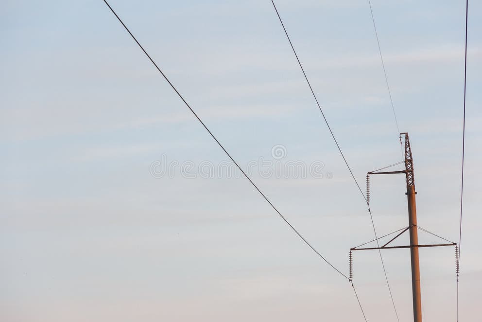 Closer Look of the Electric Post with the Big Wires on it. Post with ...