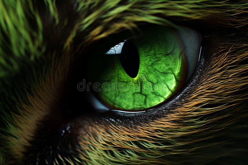 A Closer Look at the Green Evil Cat S Eyes. Generative by Ai Stock ...