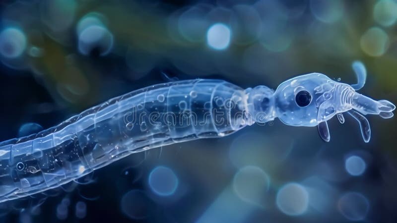 A Closer Look at a Microscopic Transparent Worm Revealing Its and Tiny ...