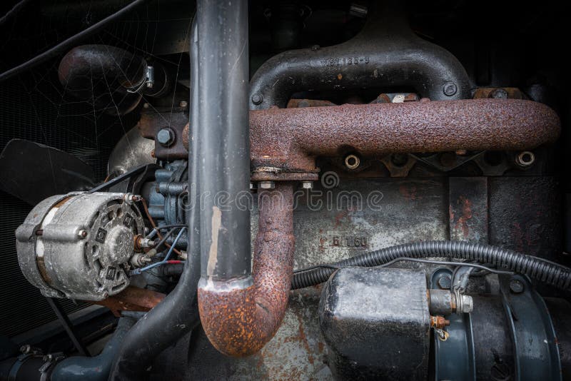 A Closer Look at an Old Tractor Engine. Stock Photo - Image of interior ...