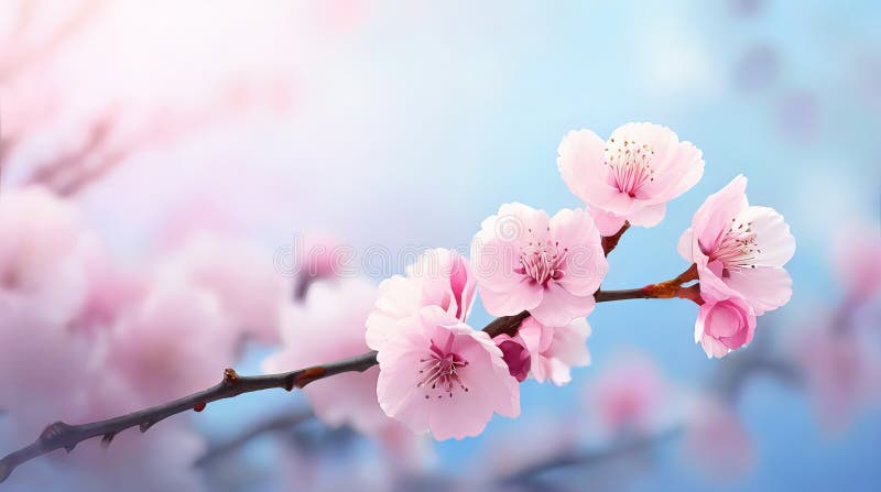 A Closer Look at the Pink Cherry Blossom Flower Branch Stock ...