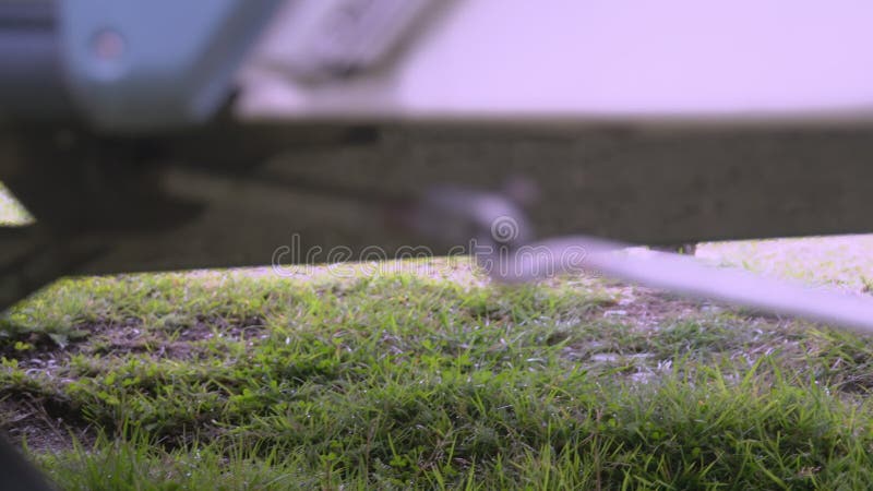 The Closer View of the Rotating Steel. Caravan Trailer Installation ...