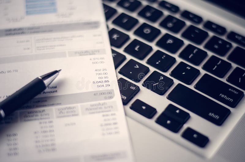 Closes Up the Bill with Pen, Paper Bill Charge Stock Photo - Image of ...