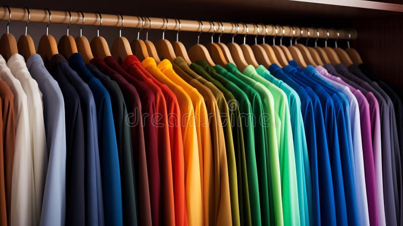 A Closet with Color-coded Hangers Stock Illustration - Illustration of ...
