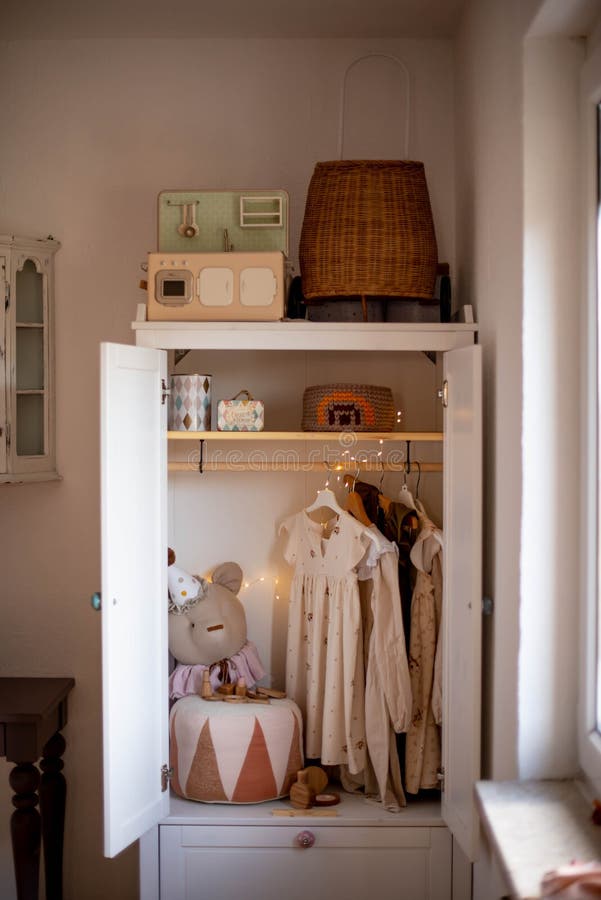 Closet with Dresses. Little Girl Stock Image - Image of hanger, choice ...