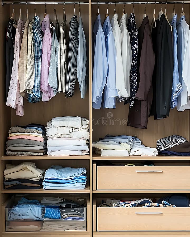 A Closet Full of Clothes with a Lot of Blue and White Stock Image ...