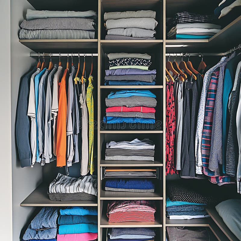 A Closet Full of Clothes with a Mix of Colors and Patterns Stock Image ...