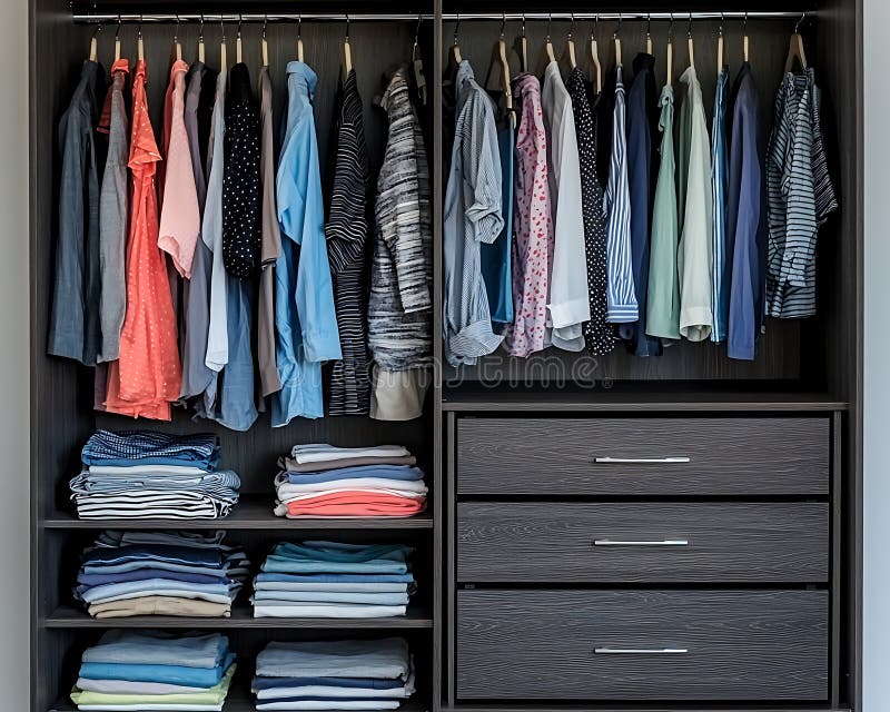 A Closet Full of Clothes with a Variety of Colors and Patterns Stock ...