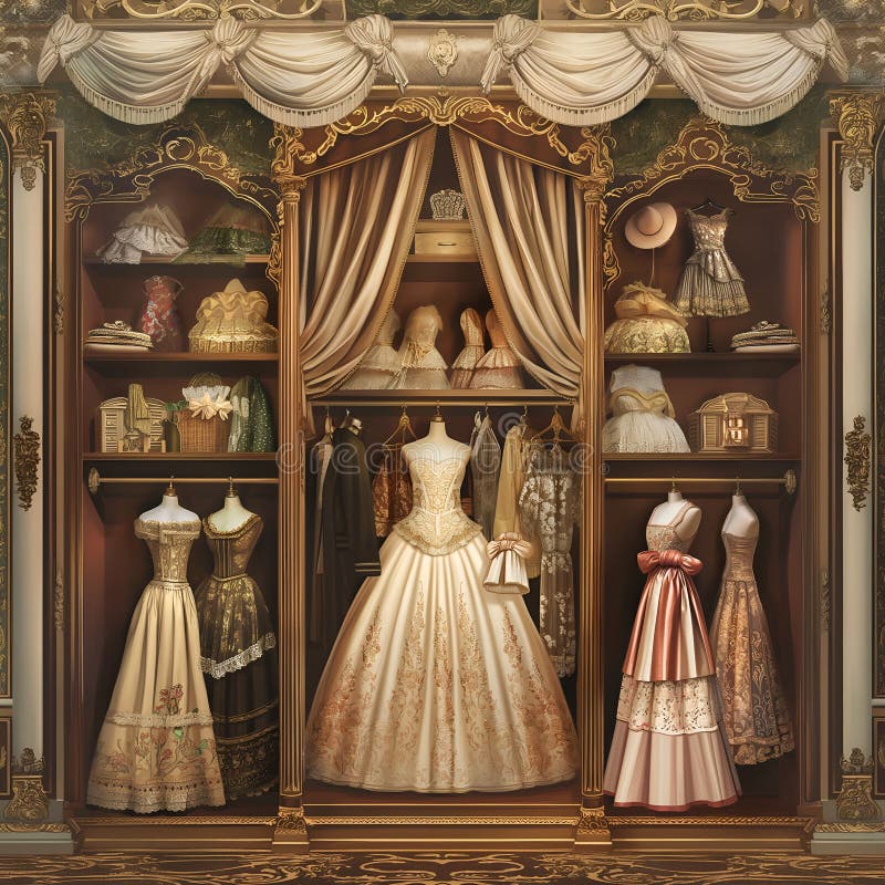 Illustration of a Closet Overflowing with Women’s Dresses,ai Generated ...