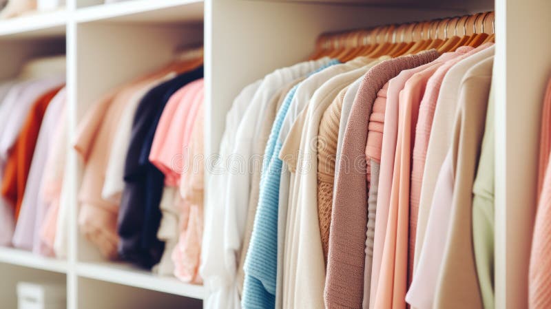 A Closet with Many Different Colored Clothes on Hangers, AI Stock Photo ...