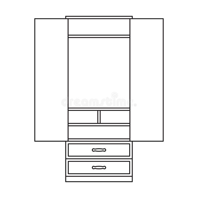 Closet Outline Vector Icon. Thin Line Black Closet Icon, Flat Vector ...