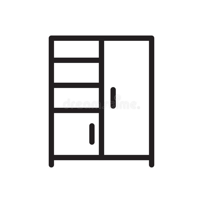 Closet Vector Thin Line Icon Stock Vector - Illustration of clothes ...