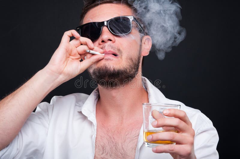 Closeu-up Portrait of Mafia Killer Smoking Cigar Stock Photo - Image of ...