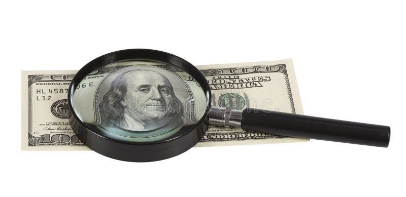 Closeup Of $100 Banknote Through The Magnifier Picture. Image: 14950772