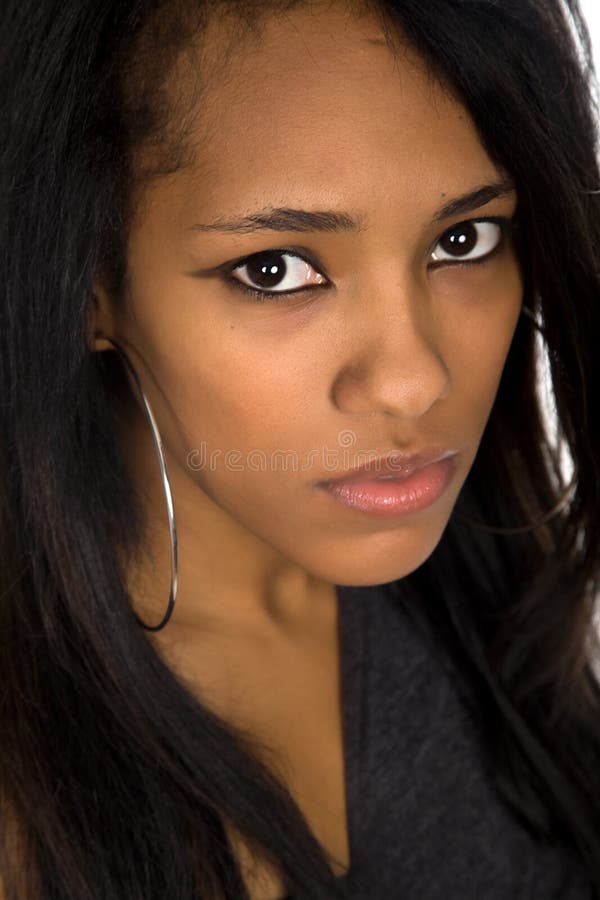 Headshot of Stunningly Beautiful Black Woman Stock Photo - Image of ...