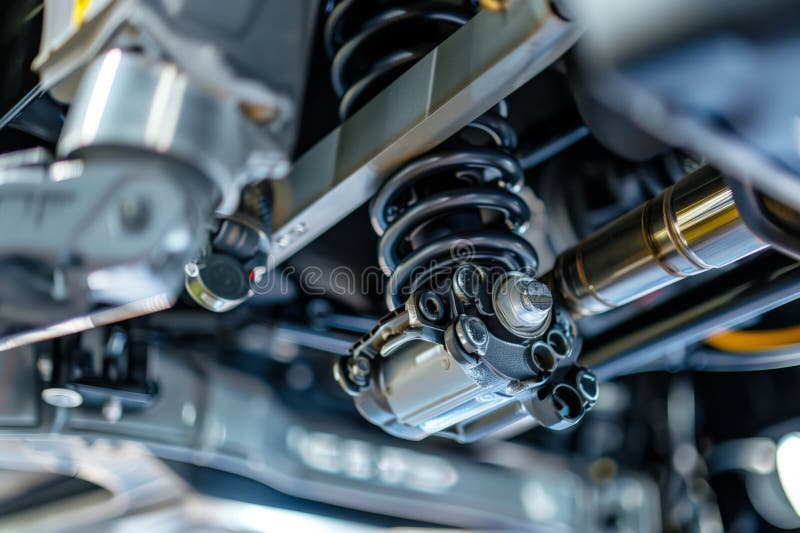 Closeup of Adjustable Suspension System Installation on a Car Stock ...
