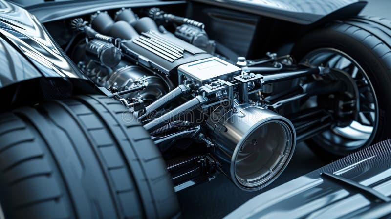 A Closeup of the Advanced Engine Technology in an Ecofriendly Car ...