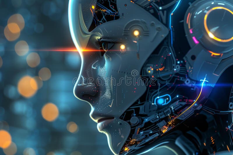 Closeup of Advanced Humanoid Robot Stock Photo - Image of science ...