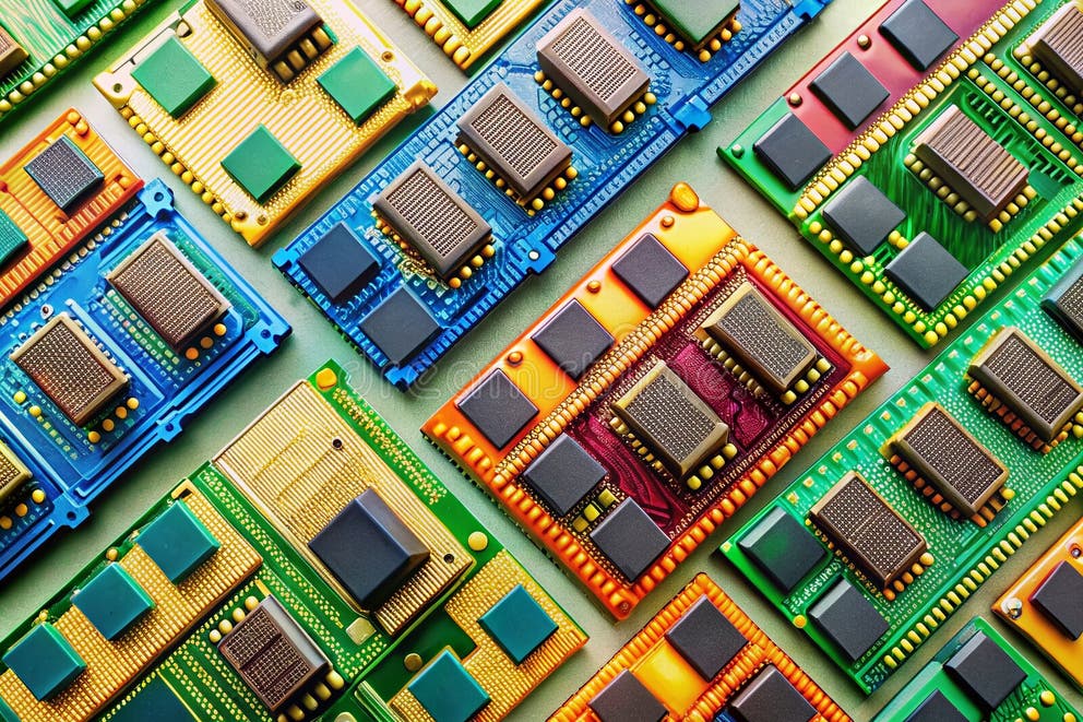 Closeup Aerial View of Advanced Memory Chips Unveiling the Tiny ...