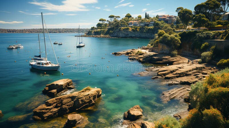 Closeup Aerial View of Harbor in Sydney Stock Image - Image of closeup ...