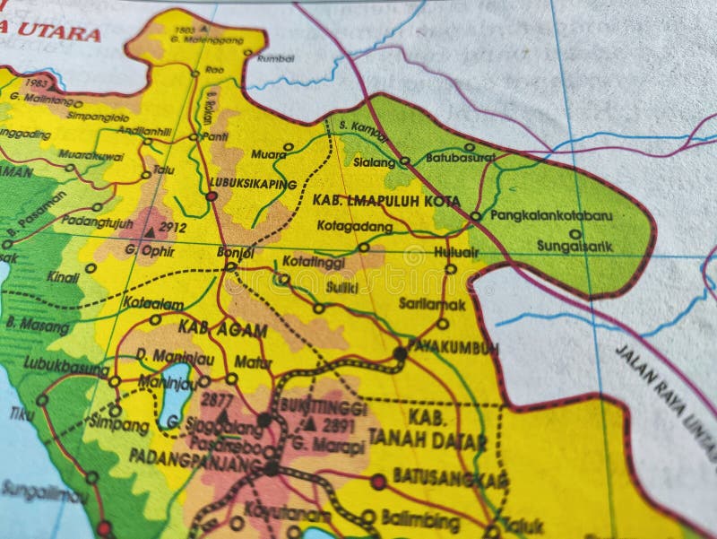 Agam Regency Map and Major Cities Around it on Physical Map Stock Photo ...